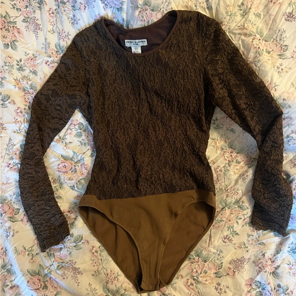 patricia jones | Tops | Vintage Brown Lace Bodysuit | Poshmark